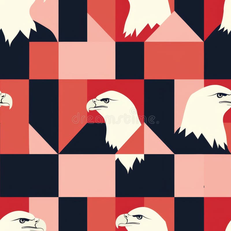 Abstract Eagle Pattern in Striking Red and Black Geometric Design Stock ...