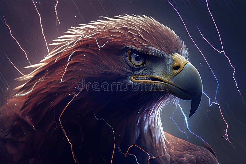 Abstract Eagle with Thunder Effect, Neon Colors, Digital Art, Wallpaper ...