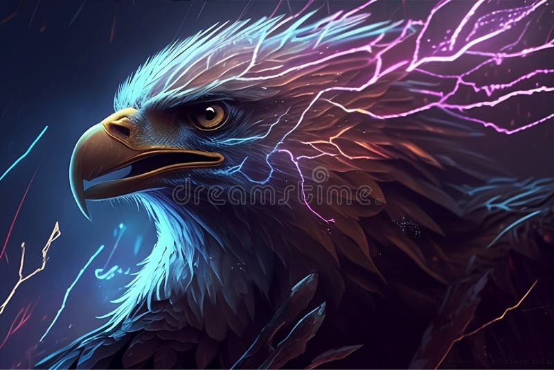 Abstract Eagle with Thunder Effect, Neon Colors, Digital Art, Wallpaper ...