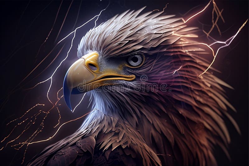 Abstract Eagle with Thunder Effect, Neon Colors, Digital Art, Wallpaper ...