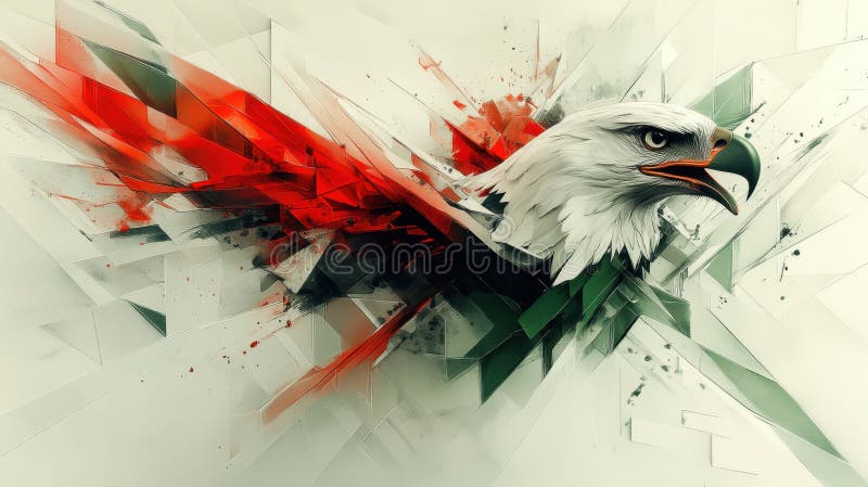 Abstract Eagle with Vibrant Wings on Geometric Background Showcasing ...