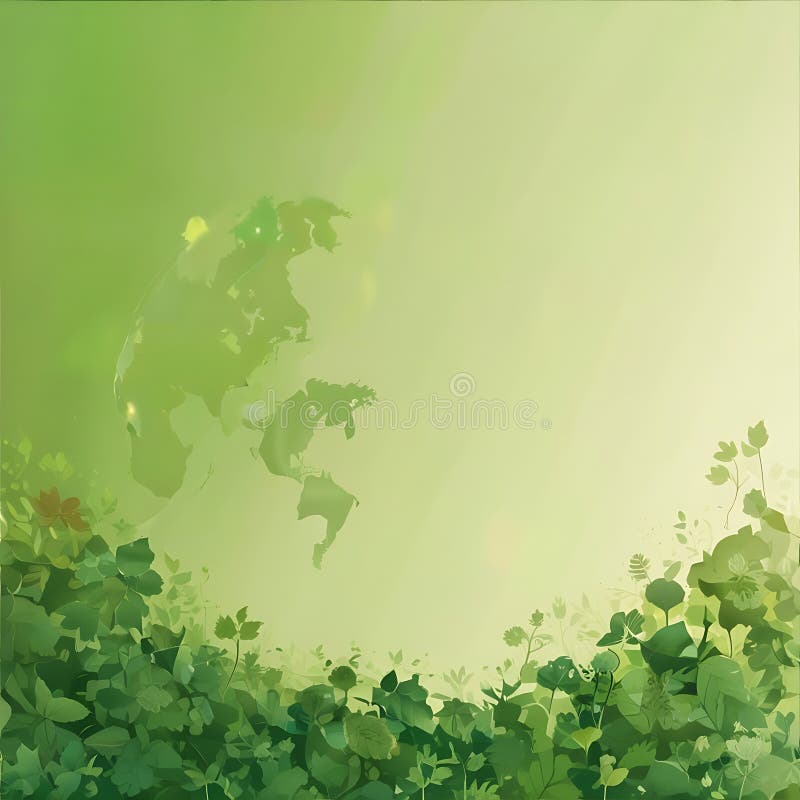Abstract Earth Day Concept with Foliage and a Faded Globe Generative AI ...
