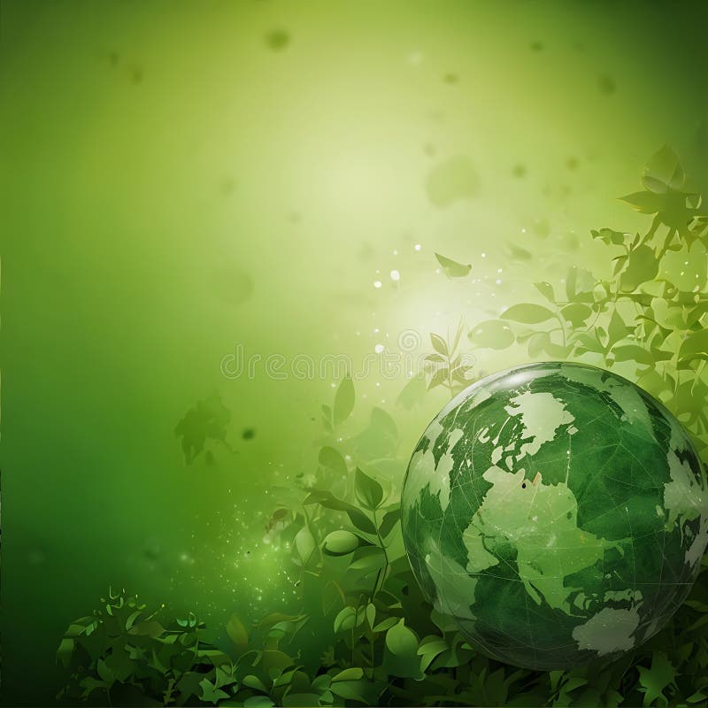 Abstract Earth Day Concept with Foliage and a Faded Globe Generative AI ...