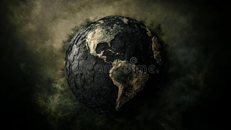 Abstract Earth Globe with Dark Texture and Golden Accents Stock ...