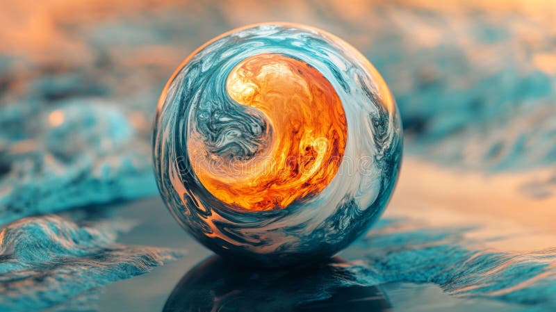 Abstract Earth Globe with Fire and Water Stock Illustration ...