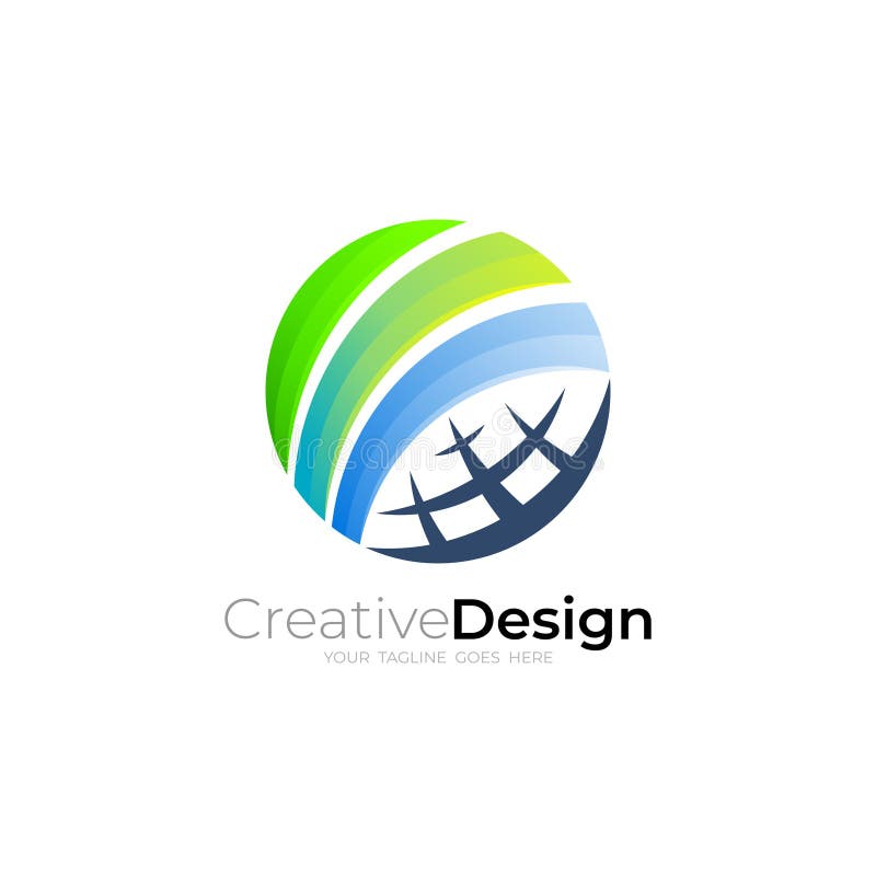 Abstract Earth Logo with 3d Colorful Design, Globe Logos Stock Vector ...