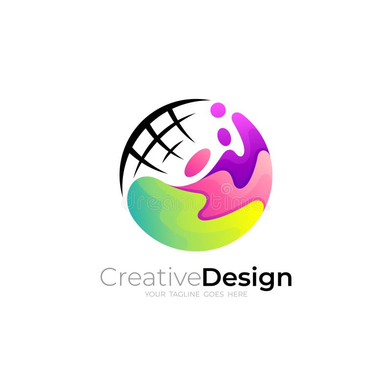 Abstract Earth Logo with 3d Colorful Design, Globe Logos Stock Vector ...