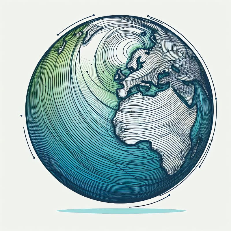 Abstract Earth Map with Flowing Lines Stock Illustration - Illustration ...