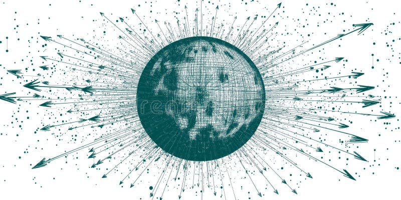Abstract Earth Surrounded by Dynamic Arrows and Dots Stock Image ...