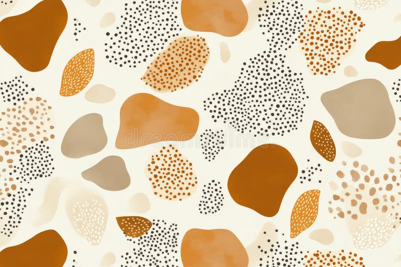 Abstract Earth Tone Shapes with Dots and Freeform Patterns Create ...