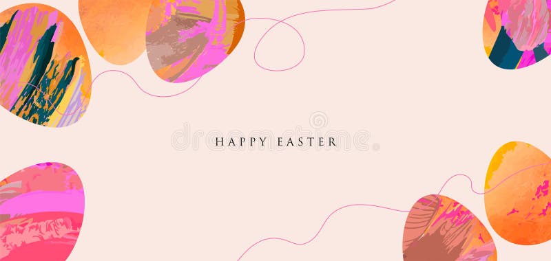 Abstract Easter Background, Aesthetic Painted Art Style Design with ...