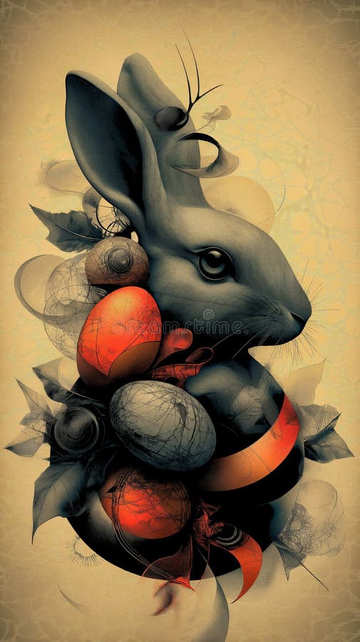 Abstract Painting of Easter Bunny and Easter Eggs. Stock Illustration ...