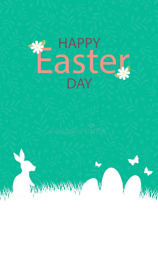 Abstract Easter Drawing, Rabbit on the Grass, Easter Eggs - Vector ...