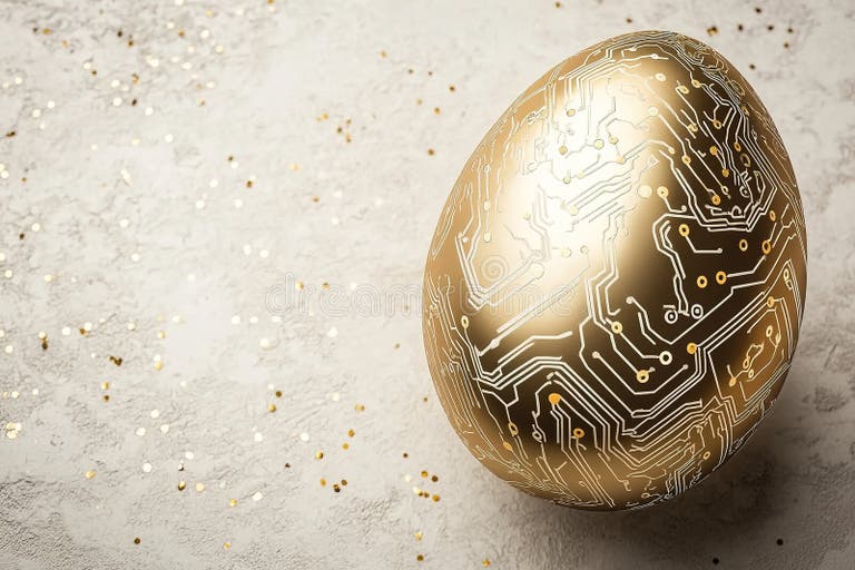 Abstract Easter Egg Design Features Circuit Board Patterns in Metallic ...