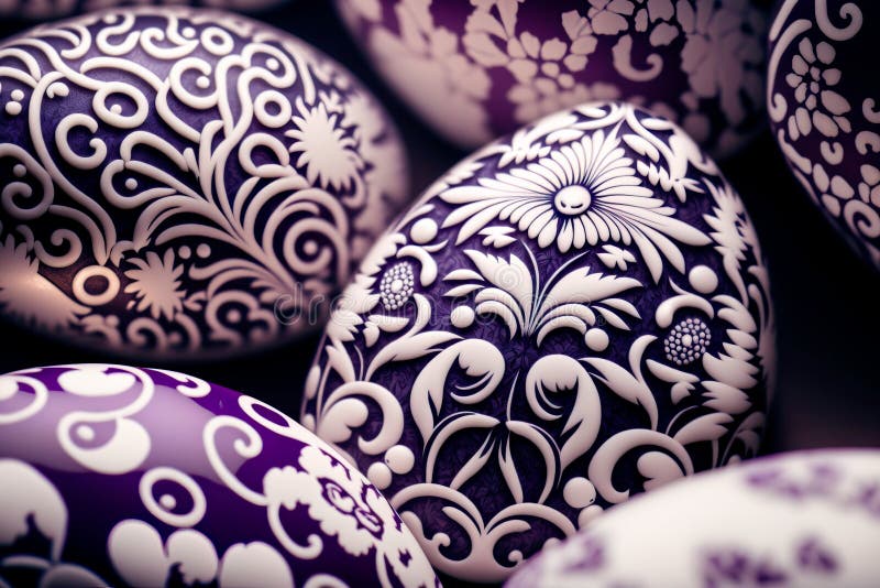 Abstract Easter Egg . Painted Fragile in White and Ultra Violet Purple ...