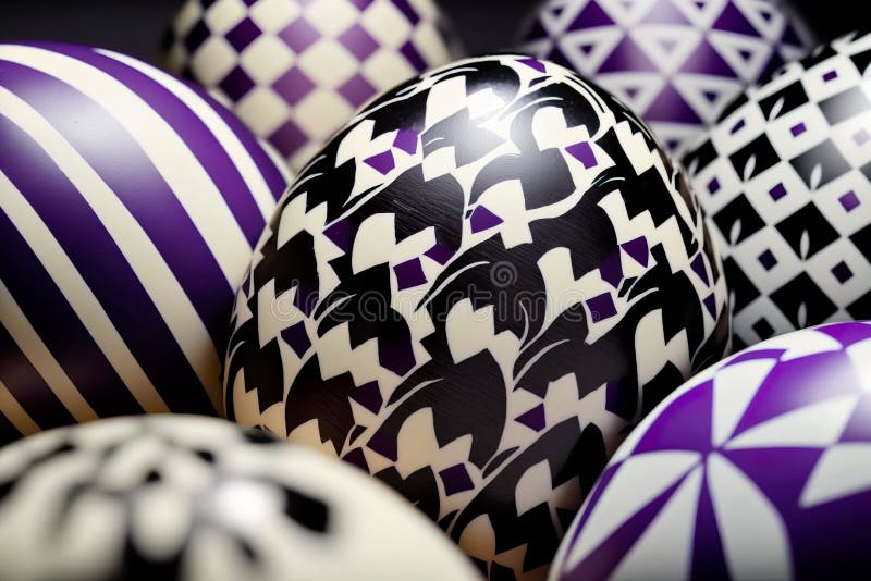 Abstract Easter Egg . Painted Fragile in White and Ultra Violet Purple ...