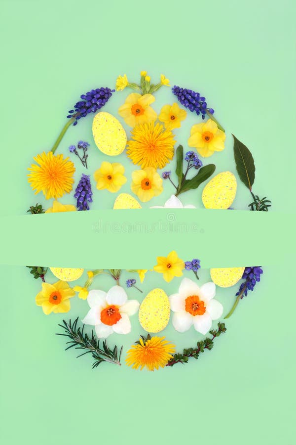 Abstract Easter Egg Shape with Eggs and Flowers Stock Photo - Image of ...