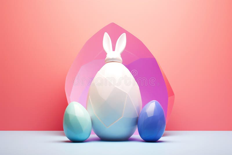 An Abstract Easter Scene Featuring a Colorful Egg with Whimsical Red ...