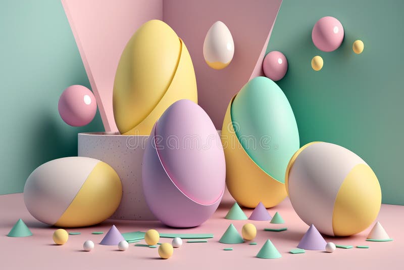 Abstract Easter Themed Wallpaper with Bright Pastel Geometric Egg ...