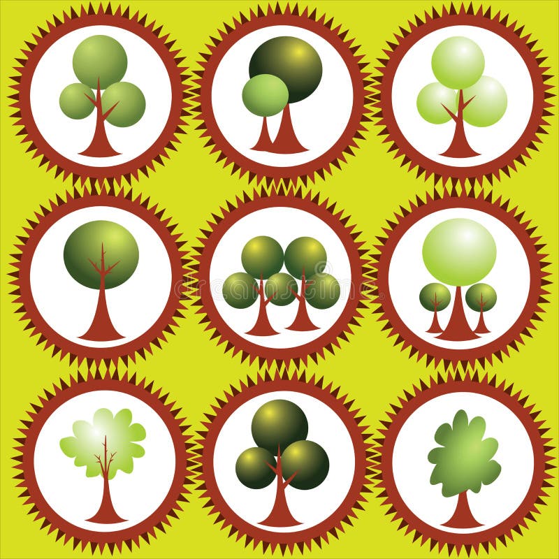 Abstract Eco Labels Green Tress Stock Vector - Illustration of graphic ...