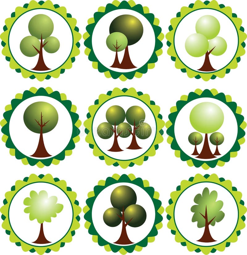 Abstract Eco Labels Green Tress Stock Vector - Illustration of summer ...