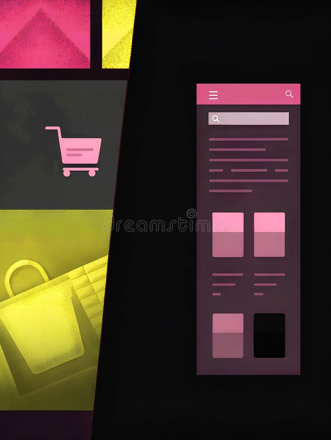 An Abstract Ecommerce Interface Featuring Interactive Shopping Elements ...