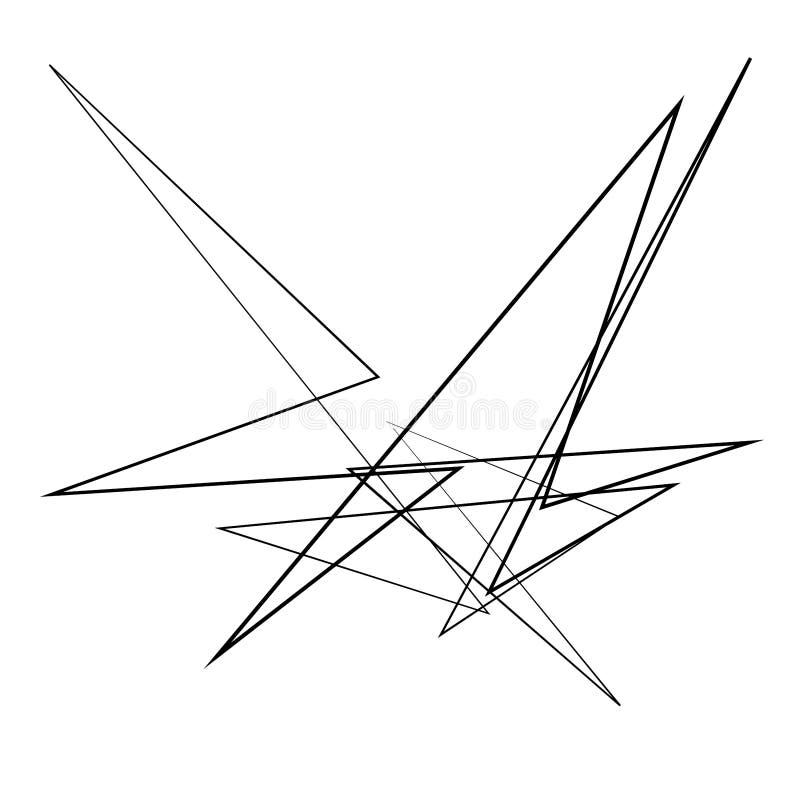 Abstract Edgy, Geometric Line Art. Angular Random, Chaotic Lines. Spiky ...