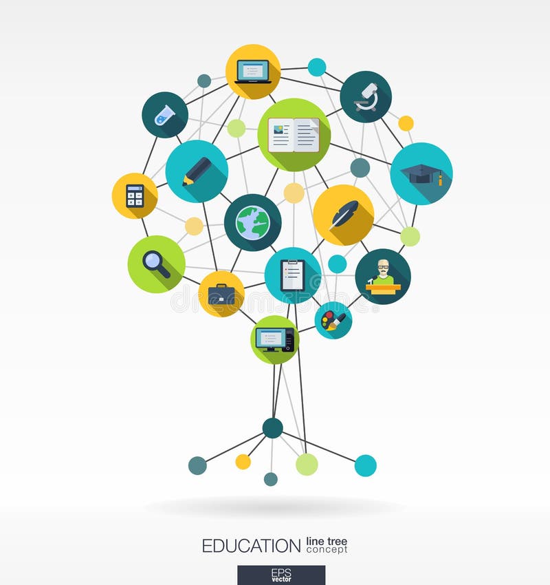 Abstract Education Background, Connected Color Puzzles, Integrated Flat ...