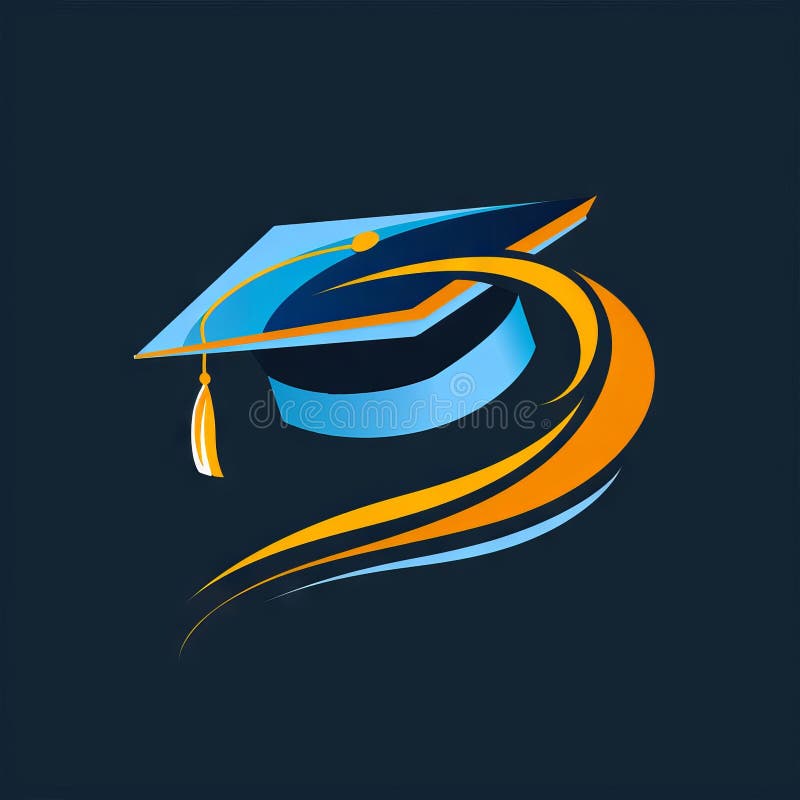 Abstract Education Logo with a Graduation Cap and Swoosh Elements ...