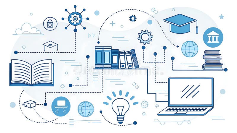 Abstract Education and Technology Background - Blue Theme Stock ...