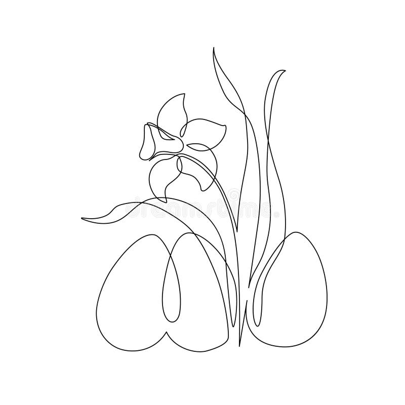 Abstract Eggs, Blooming Narcissus Flower Background. Easter Continuous ...