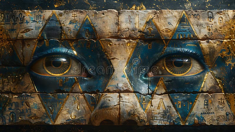 Abstract Egyptian Background Featuring Iconic Hieroglyphs, Pyramids ...