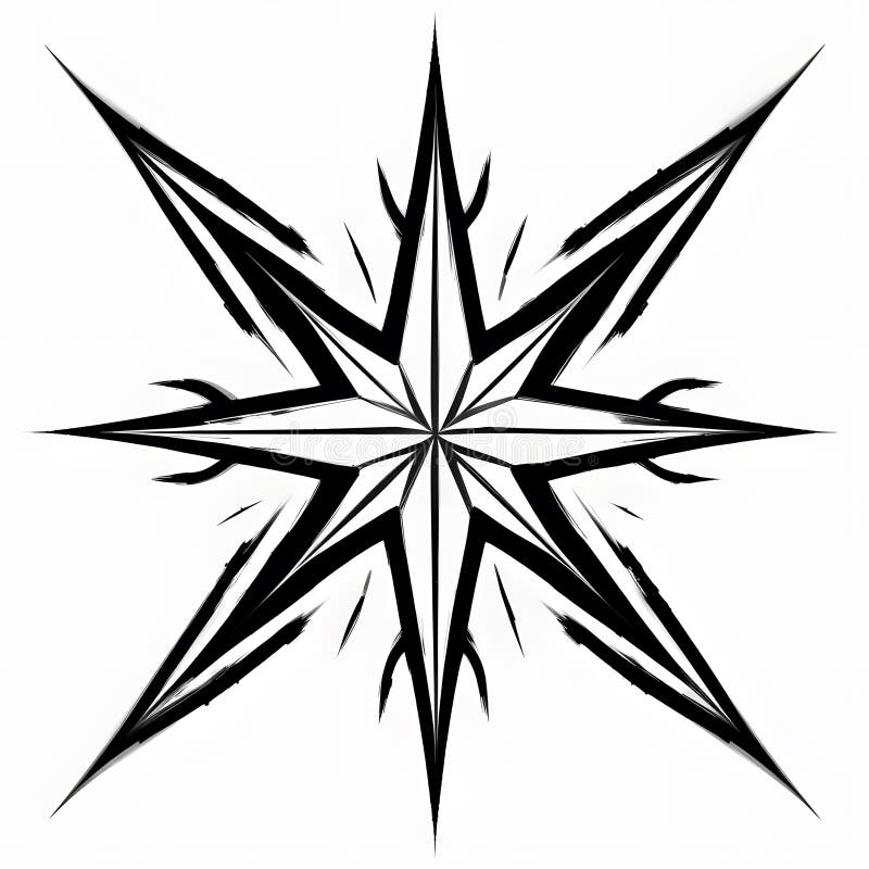 Abstract Eight Pointed Star Design Black Ink Artistic Graphic Stock ...