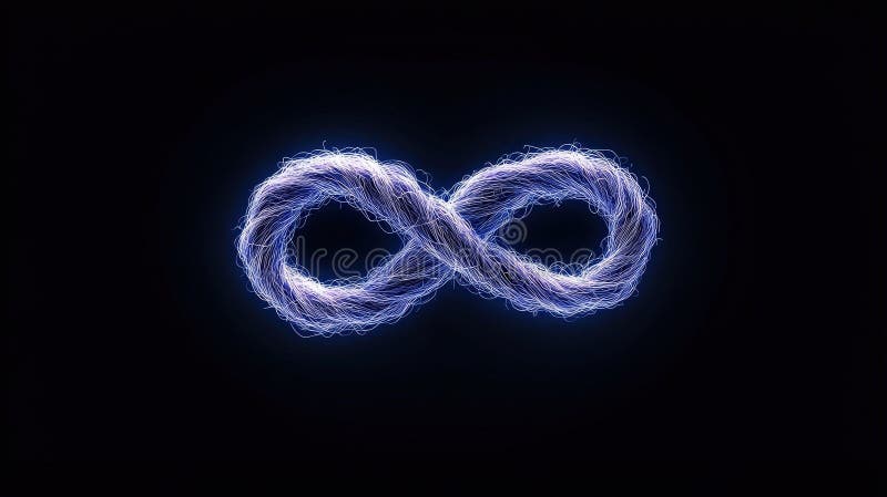 Abstract Electric Blue Infinity Symbol Against Dark Background for ...