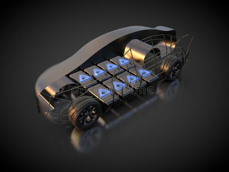 Abstract Electric Car with Battery Pack Stock Illustration ...