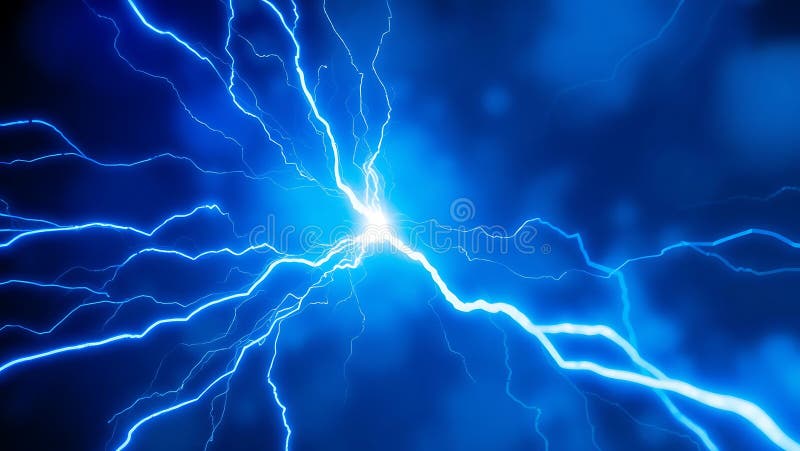 Abstract Electric Energy Burst with Vibrant Blue Lightning Rays ...