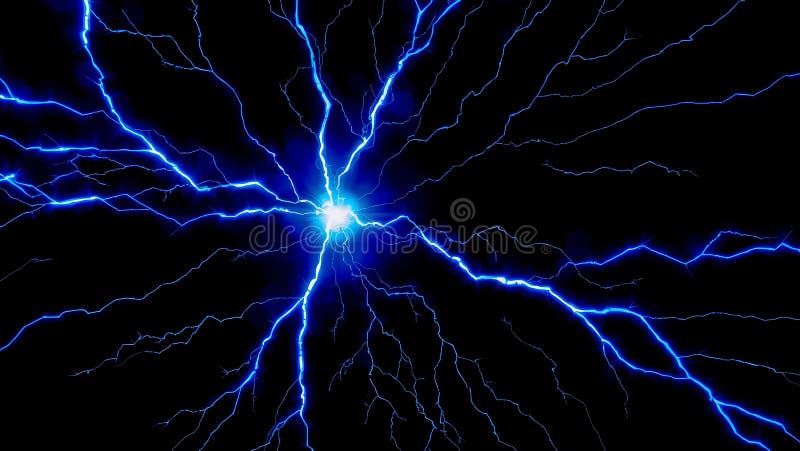 Abstract Electric Energy Burst with Vibrant Blue Lightning Rays ...