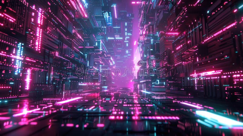 Abstract Electric Flow with Neon Light Effect in Server To Host Domain ...