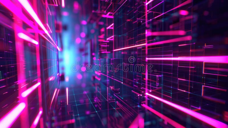 Abstract Electric Flow with Neon Light Effect in Server To Host Domain ...