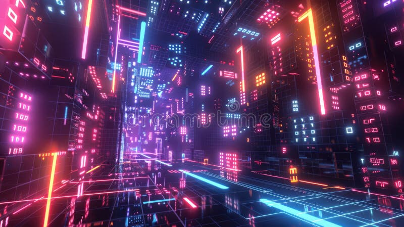 Abstract Electric Flow with Neon Light Effect in Server To Host Domain ...