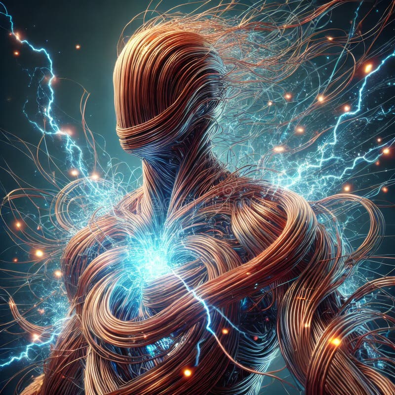 Abstract Electric Human in Copper Design Stock Illustration ...