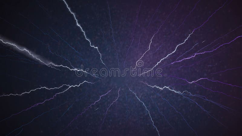 Abstract Electric Lightning Bolts Radiating on a Dark Purple Background ...