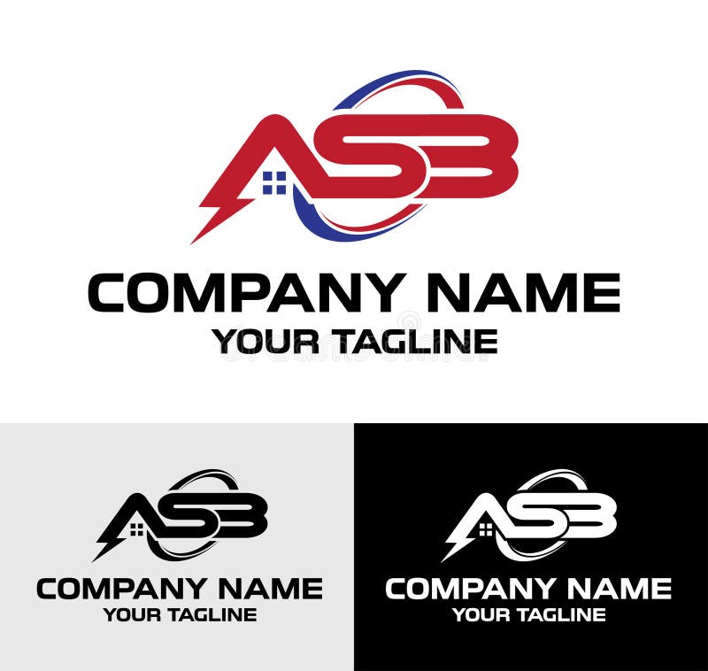 Abstract Electric Modern Initial ASB Letter with Swoosh Vector Logo ...