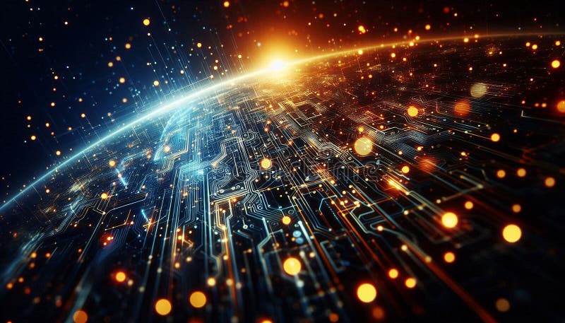 Abstract Electrical Background with Glowing Particles Stock ...