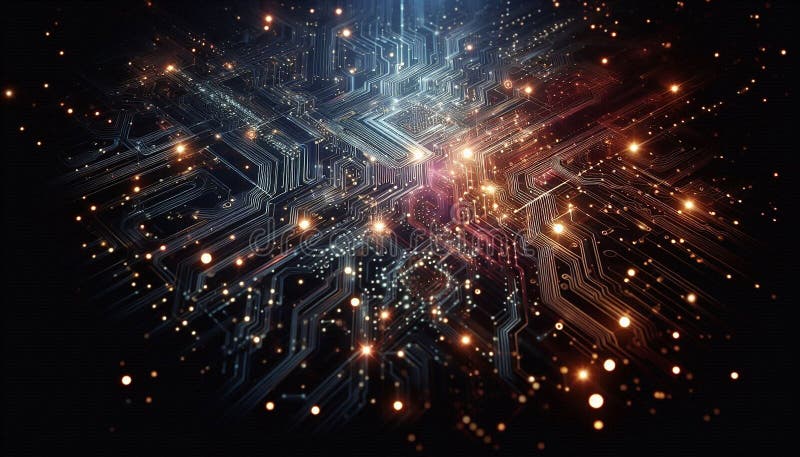 Abstract Electrical Background with Lights and Circuits Stock ...