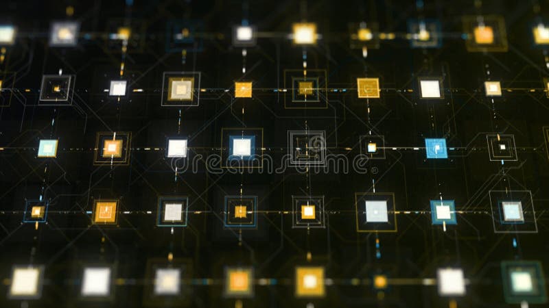 Abstract Electrical Signals in Electronic Circuit. Animation. Circuit ...