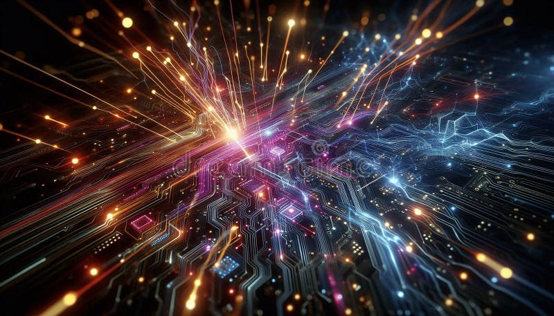 Abstract Electrical Systems Background with Light Effects Stock ...