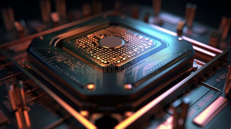 Electronic Circuit Board with Processor. Generative Ai Stock Image ...