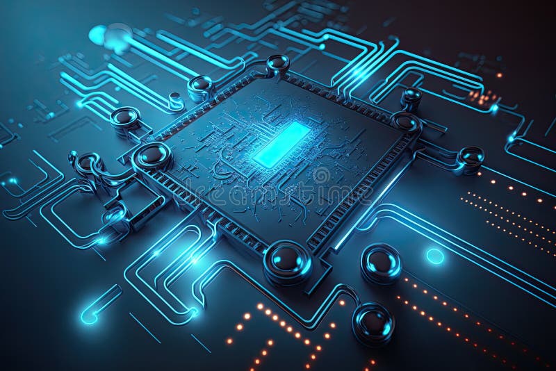 Abstract Electronic Circuit Board in Blue Colors. Computer Hardware ...