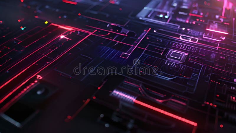 Abstract Electronic Circuit Board Digital Technology Concept with Neon ...